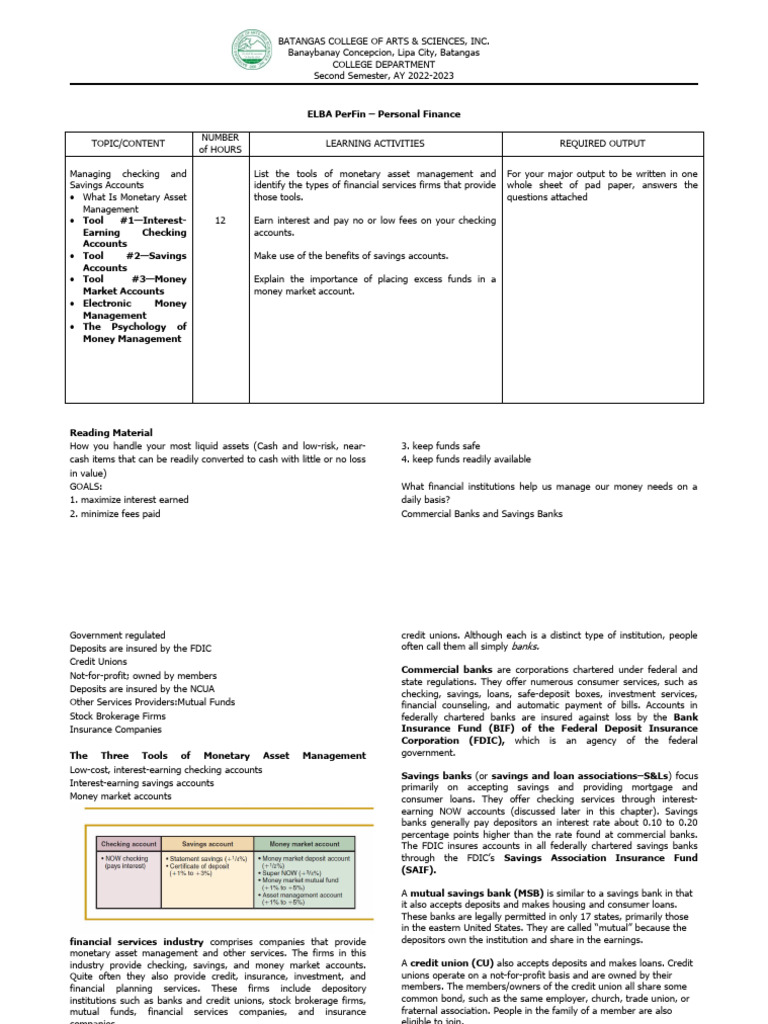 Personal Finance: Managing Assets Guide | PDF | Finance & Money Management