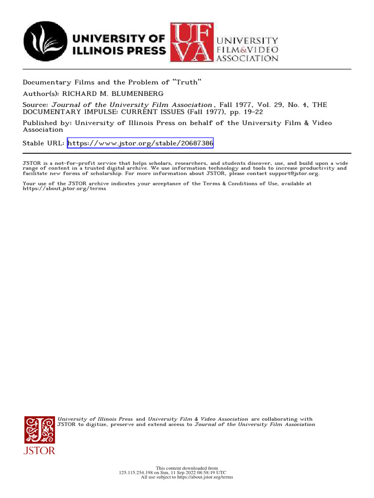 Documentary Films and The Problem of Truth | PDF