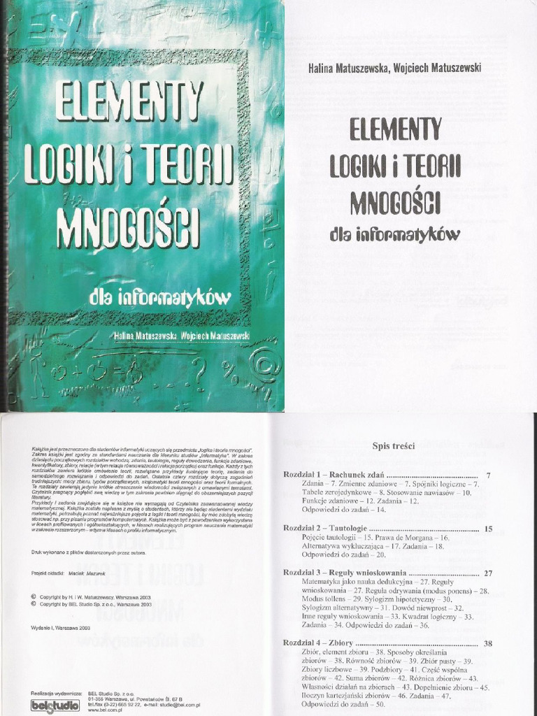 Elementy Logiki i Teorii Mnogości - Matuszewski | PDF