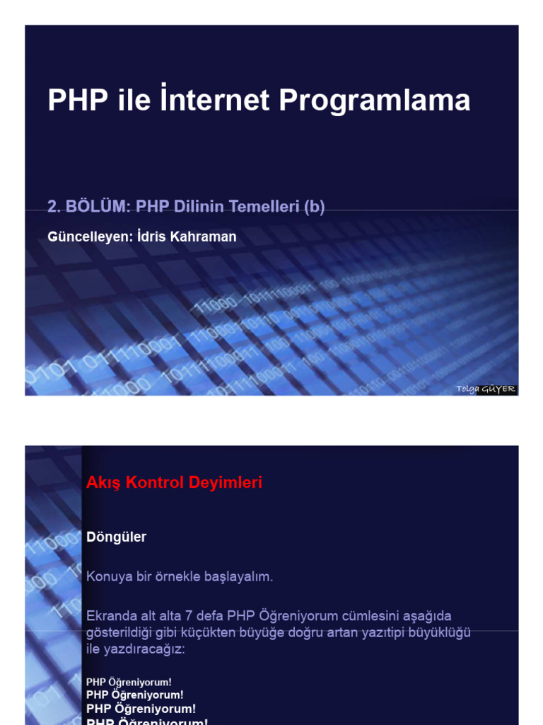 PHPileInternetProgramlama 3 | PDF