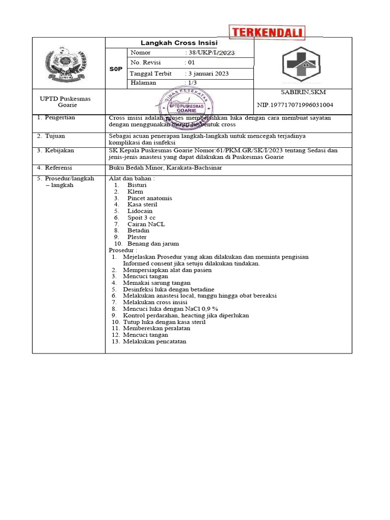 3.4.1.a.2 Sop (Cross Insisi) | PDF