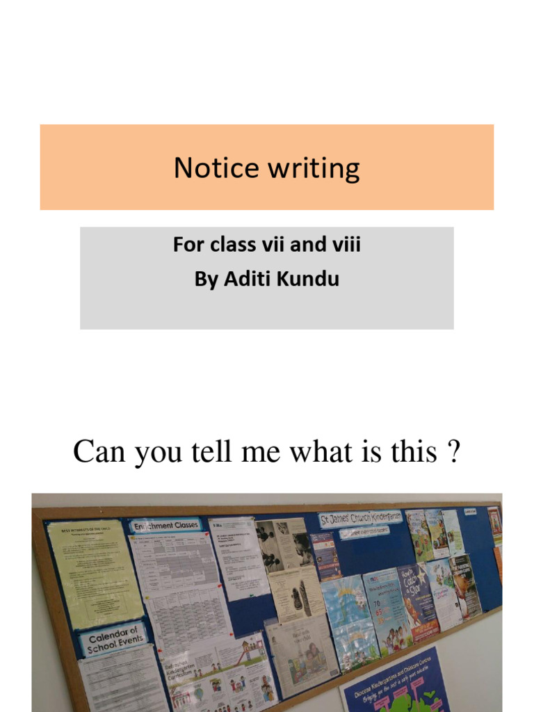 Notice Writing PPT For Class VII and VIII | PDF