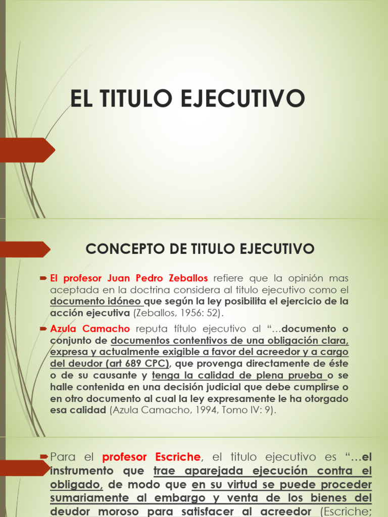 Clase 2 - EL TITULO EJECUTIVO | PDF | Pagos | Ley procesal