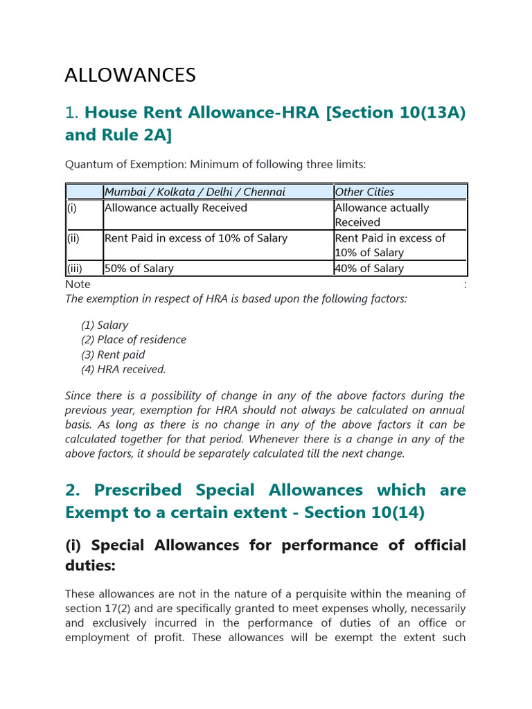 Allowances | PDF | Salary | Employment