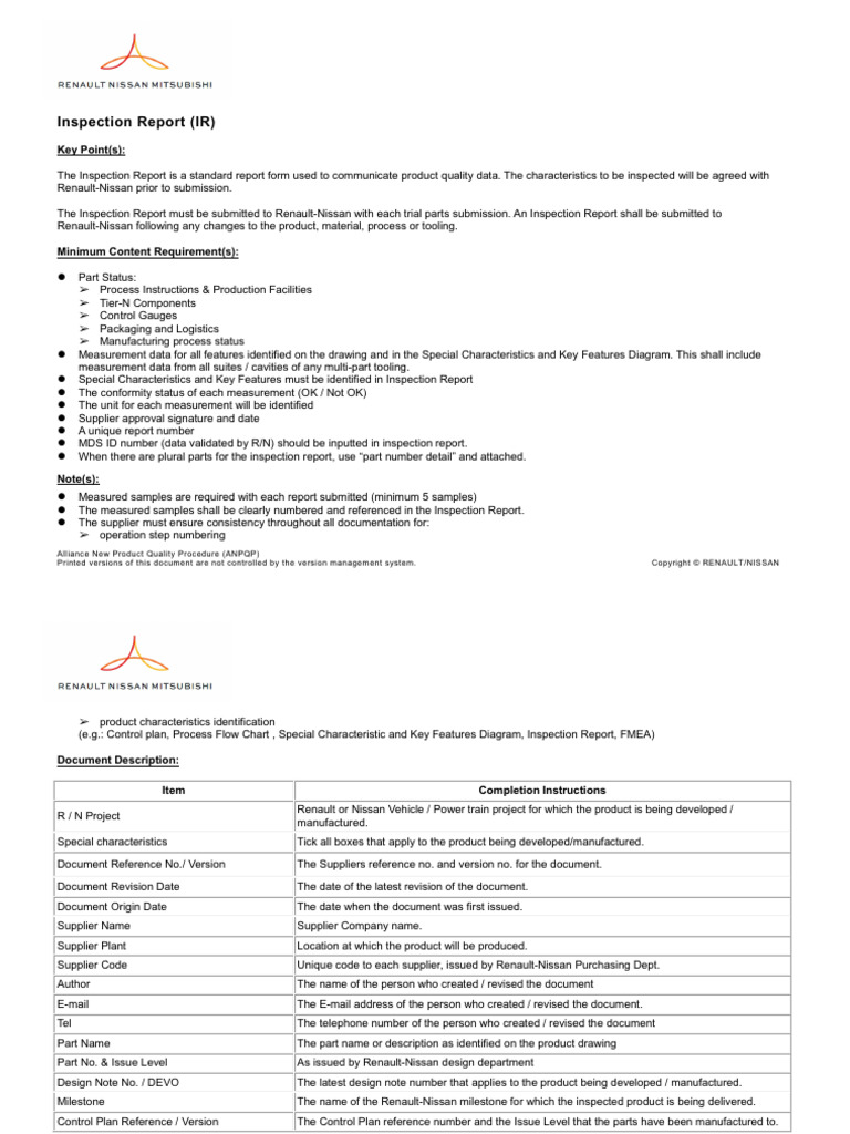 Inspection Report (IR) : Key Point(s) | PDF | Engineering Tolerance ...