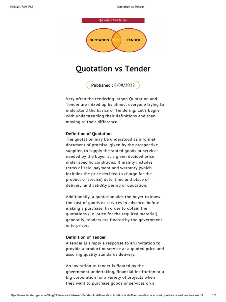 Quotation and Tender | PDF