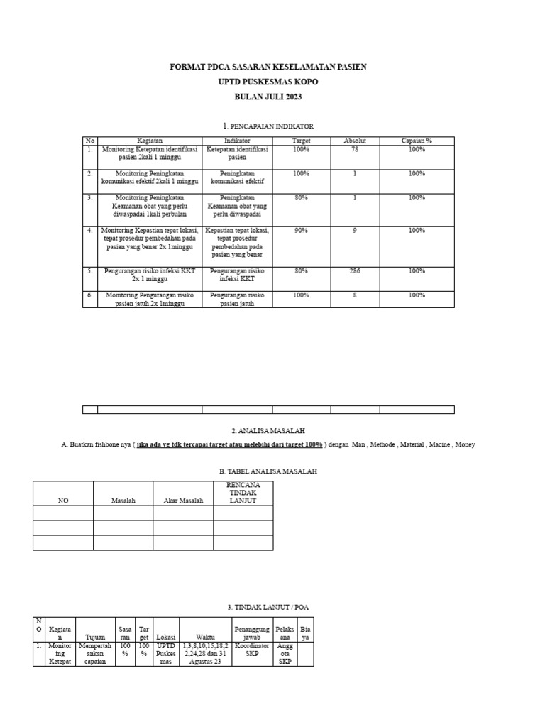 Format Pdca SKP Juli 23 | PDF | Pengembangan Diri