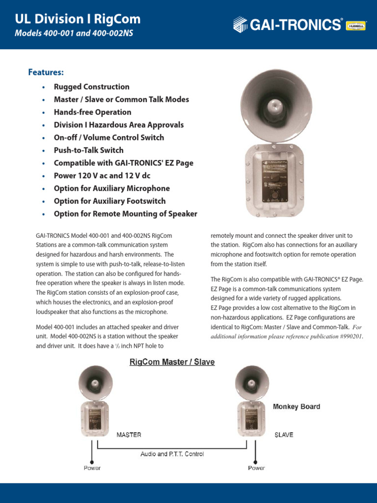GAI-TRONICS Common-Talk Communication System 400-001 | PDF | Computers ...