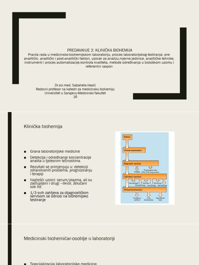 Predavanje 2 - Aspekti Procesa Laboratorijskog Testiranja-Klinicka ...