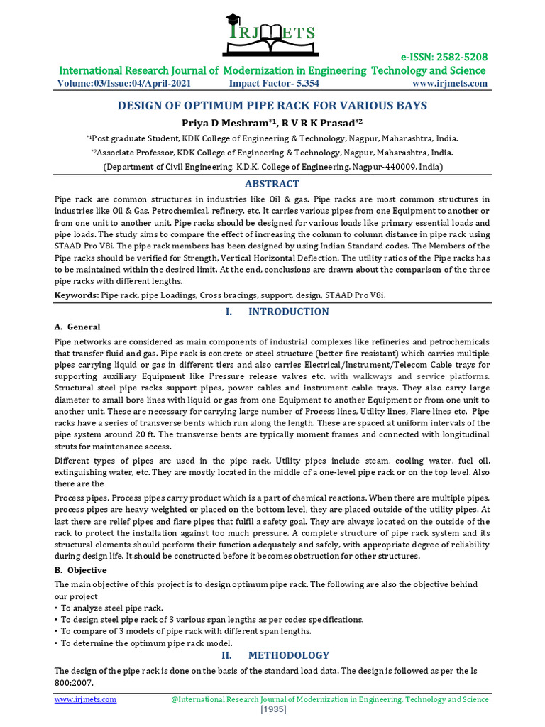 Pipe rack optimal design | PDF