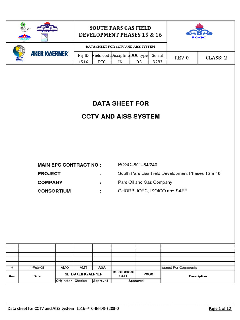 South Pars CCTV & AISS Data Sheet | PDF