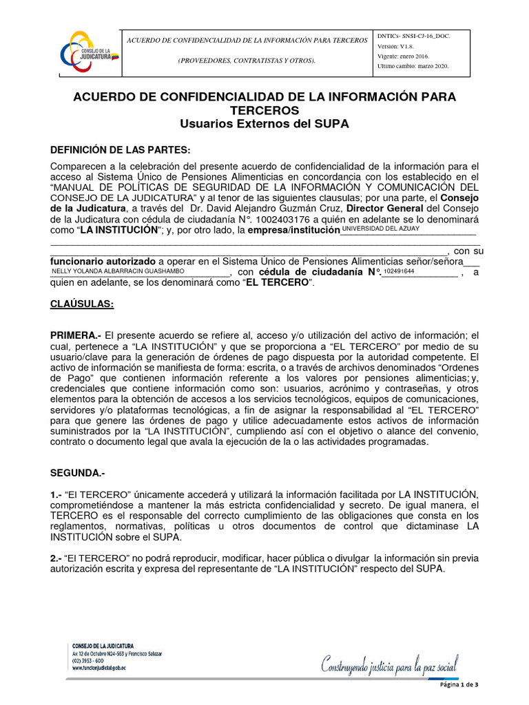 Acuerdo Confidencialidad Terceros FinalSIGNED-signed | PDF | Daños y ... Acuerdo Confidencialidad Terceros FinalSIGNED-signed | PDF | Daños y ...