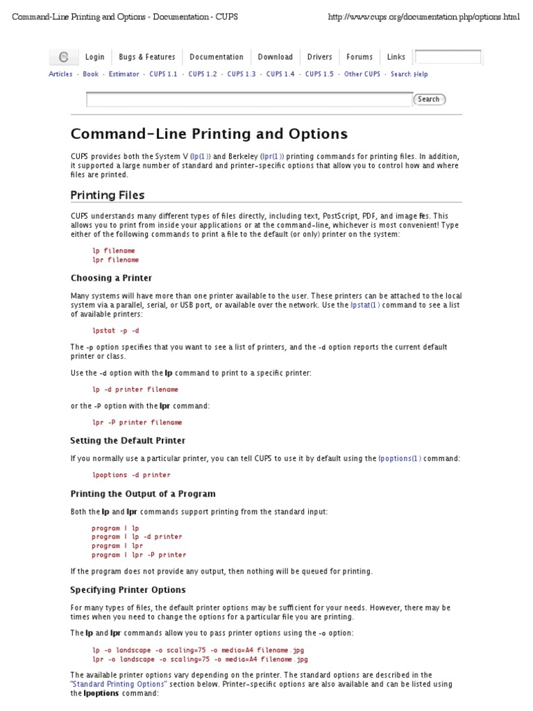 Command-Line Printing and Options - Documentation - CUPS | PDF ...