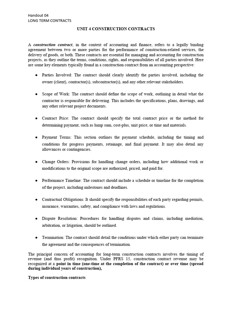 Handout 4-Construction Contracts.docx | PDF
