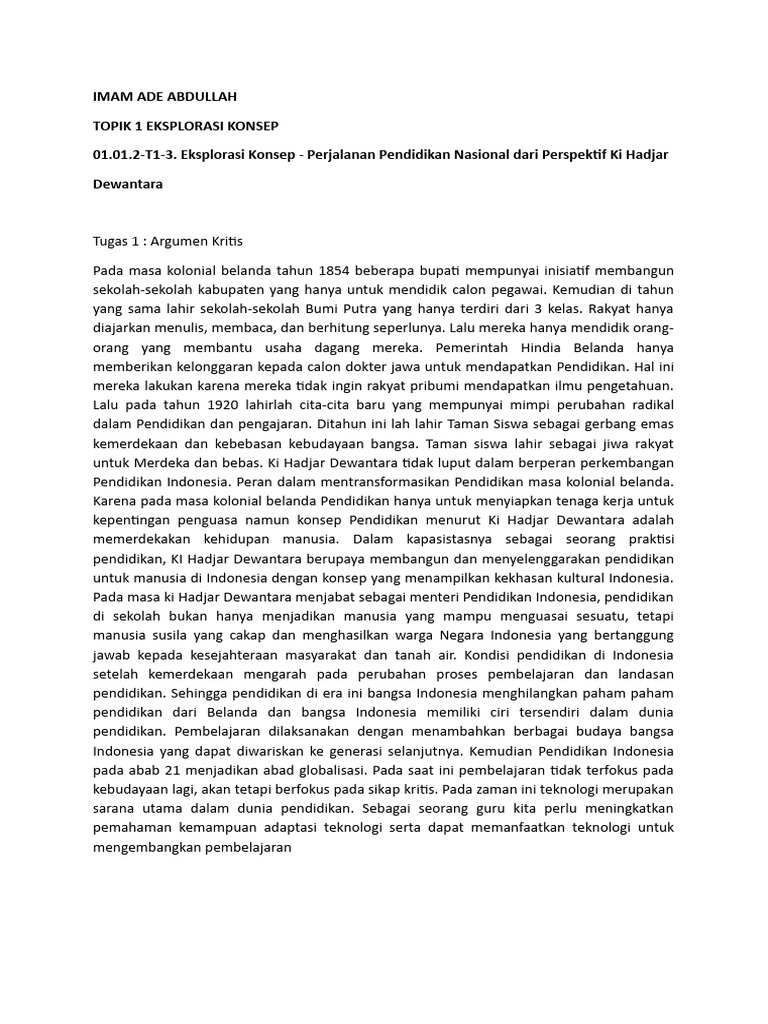 Topik 1 Eksplorasi Konsep - Imam Ade Abdullah | PDF