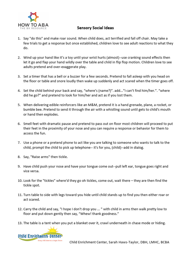 Pairing Sensory Social Ideas | PDF