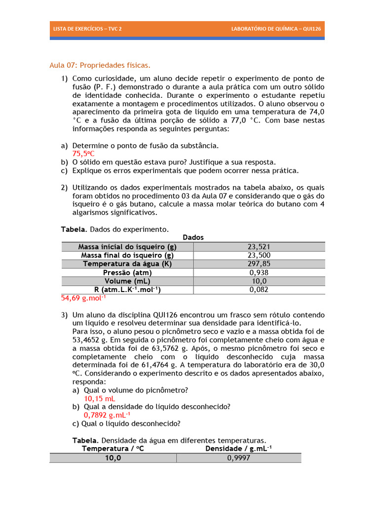 Lista de exercícios segundo TVC (1) | PDF