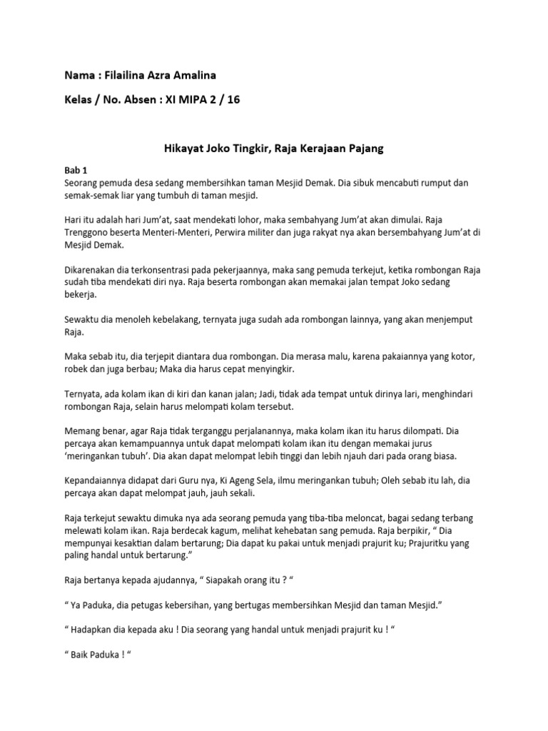 Hikayat Joko Tingkir | PDF