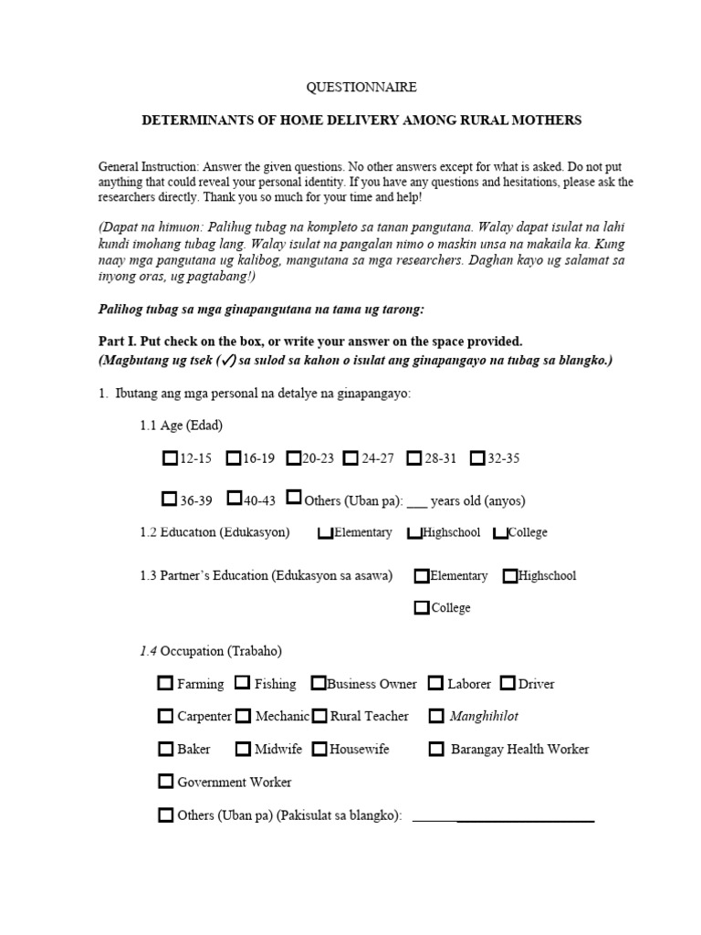 QUESTIONNAIRE - Unclear Questions | PDF