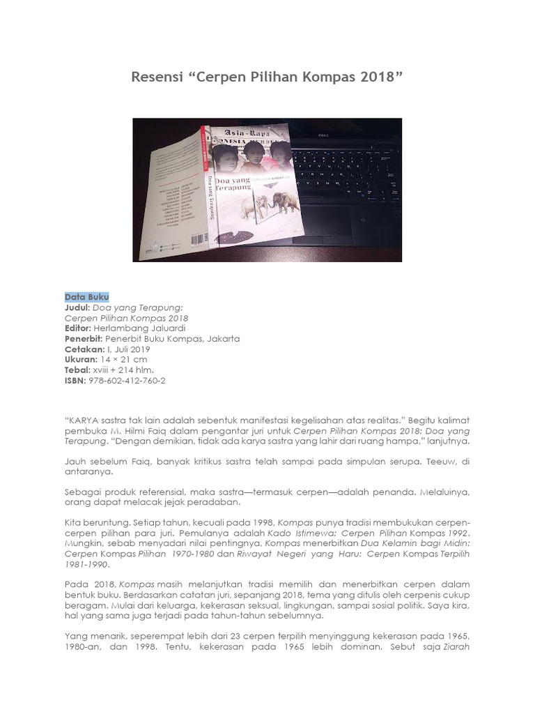 Resensi Cerpen Pilihan Kompas 2018 | PDF
