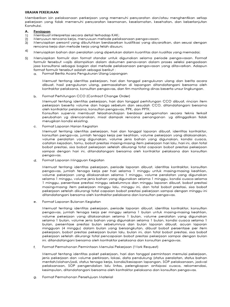 Uraian Pekerjaan SPV | PDF