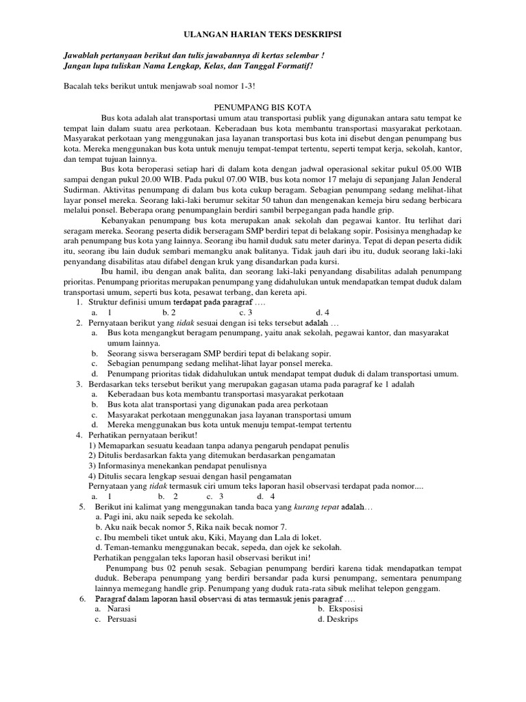 Ulangan Harian Teks Laporan Hasil Observasi | PDF | Kajian Bahasa Asing