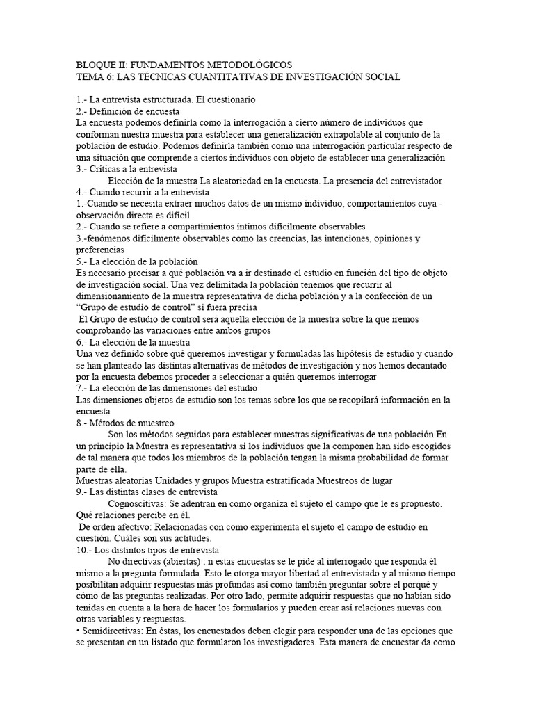 Guia Tema 6 Las Técnicas Cuantitativas De Investigación Social Pdf