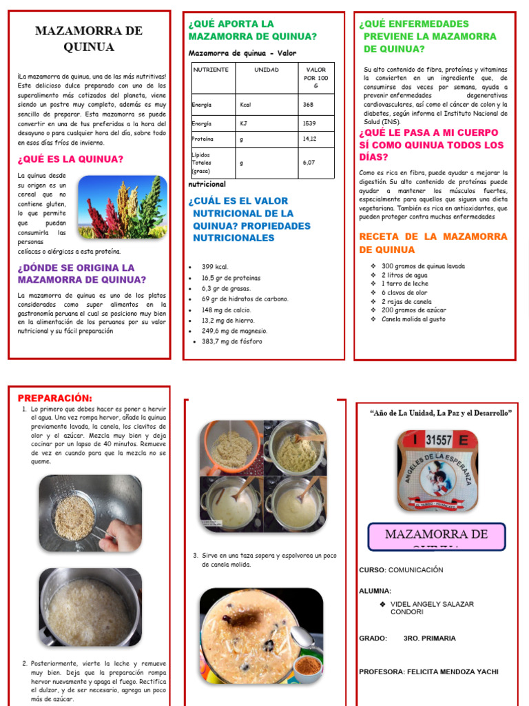 Triptico de La Mazamorra de Quinua | PDF