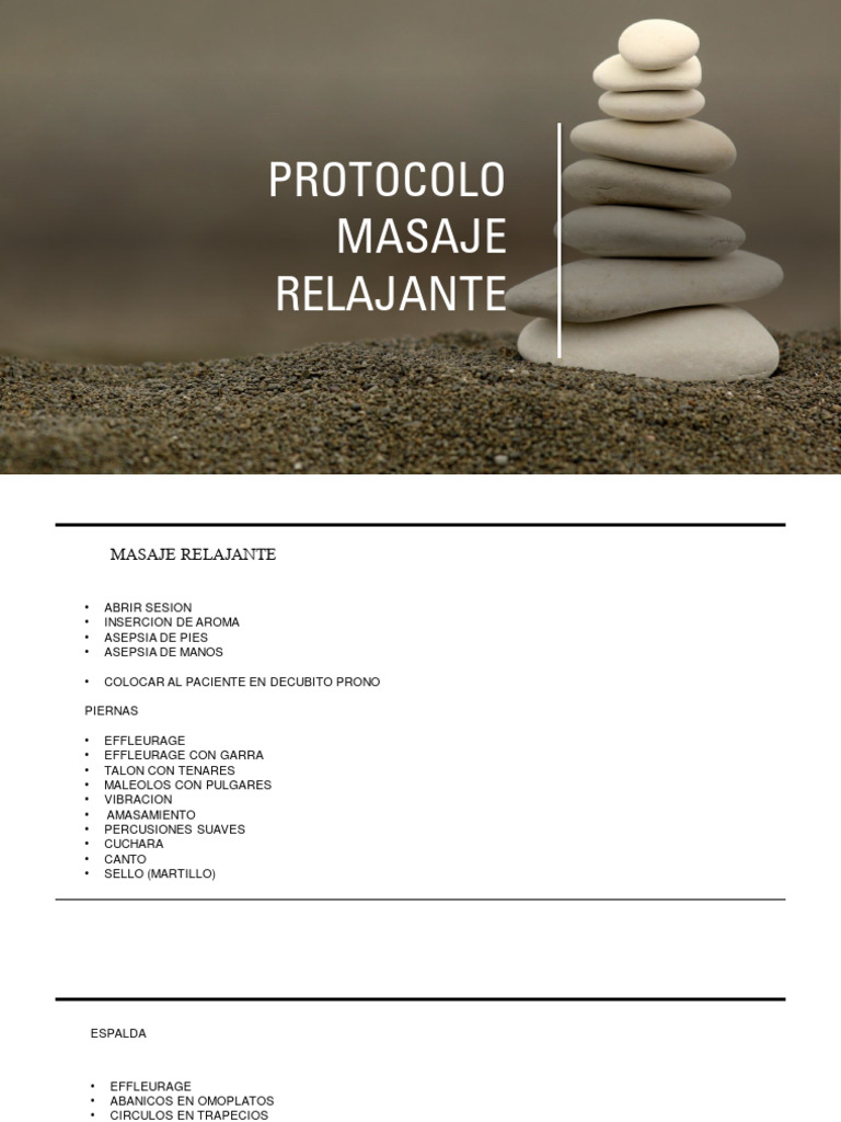 Protocolo MASAJE RELAJANTE | PDF