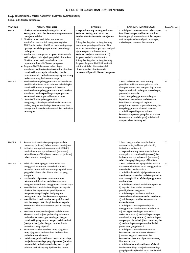 CHECKLIST PMKP STARKES 2022 | PDF