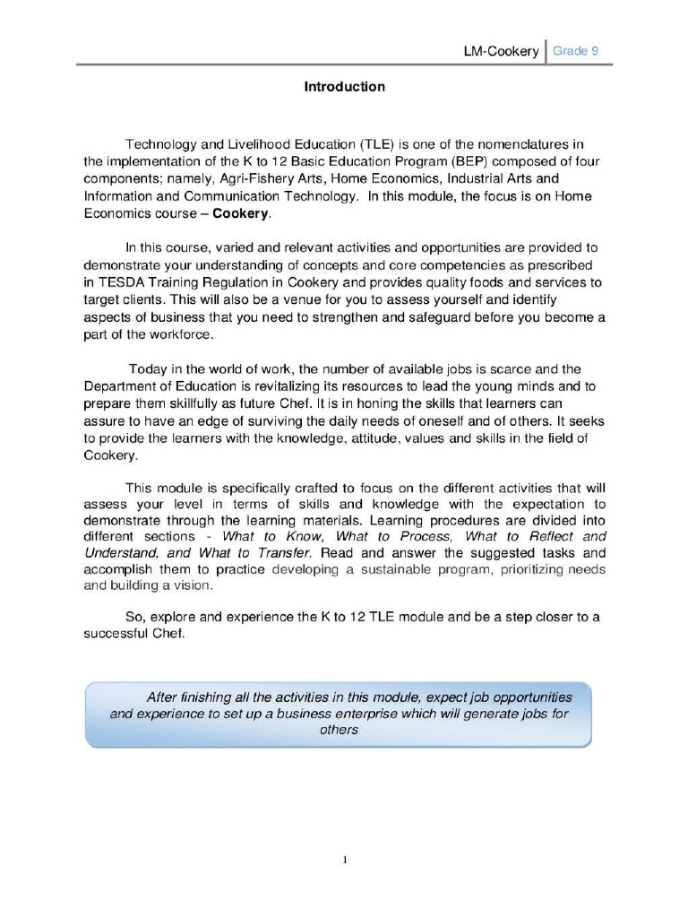 Grade9 LM Cookery Final 132014 | PDF