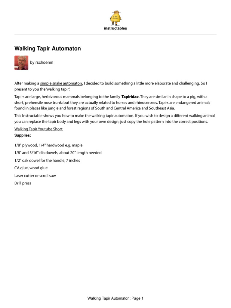 Walking Tapir Automaton | PDF