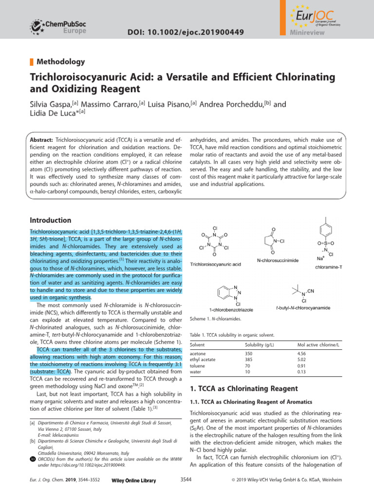 10 1002@ejoc 201900449 | PDF | Chemical Reactions | Chlorine