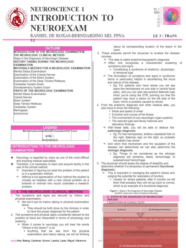 SodaPDF-converted - (NEU) 3.1 INTRODUCTION TO NEURO EXAMINATION - RANHEL DE ROXAS - BERNARDINO ...