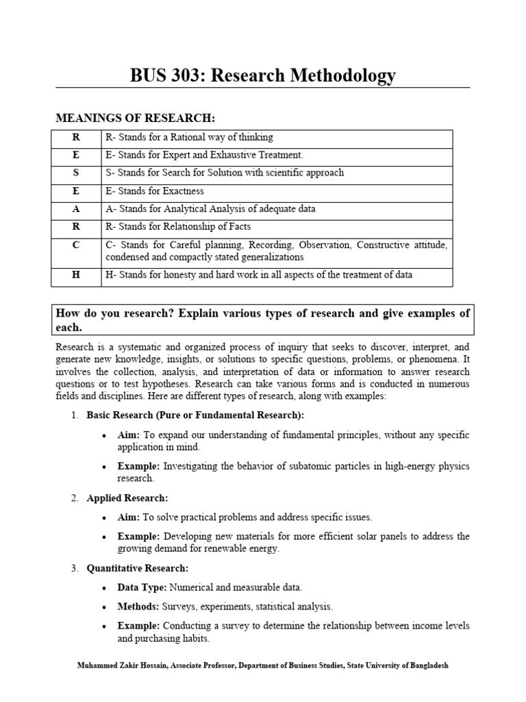 Bus 303 Research Methodology | PDF