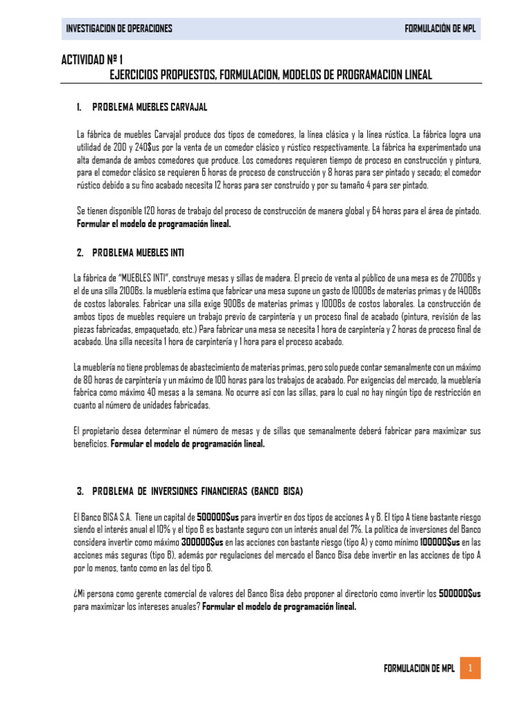 Actividad Formulacion de MPL Juniio 2023 | PDF