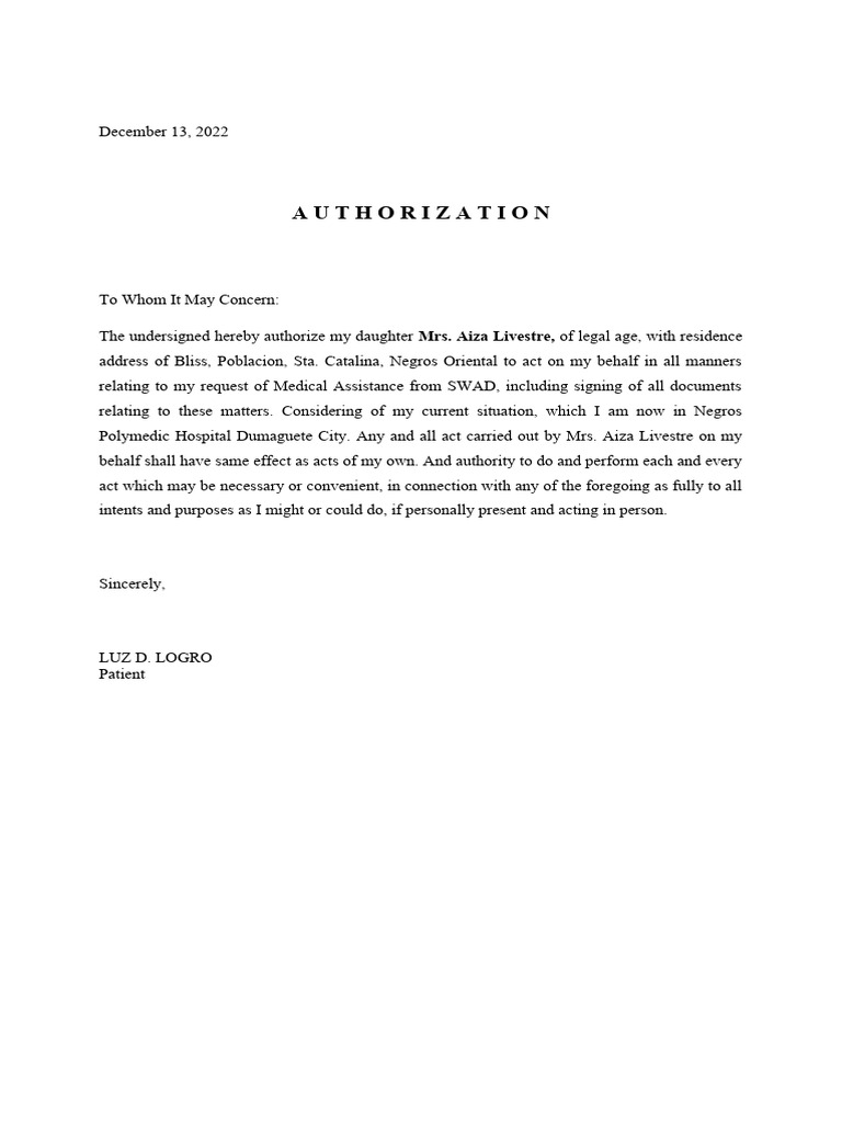Pcso Authorization Letter | PDF