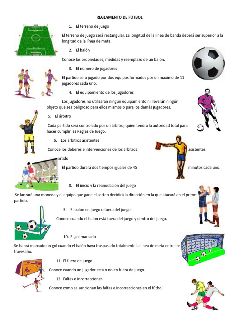 Reglas Básicas Del Fútbol Para Niños Pdf