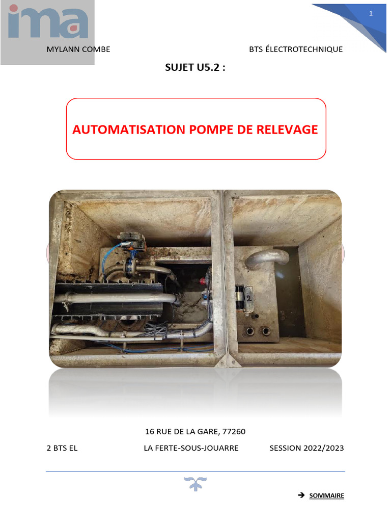 Automatisation Pompe de Relevage: SUJET U5.2 | PDF
