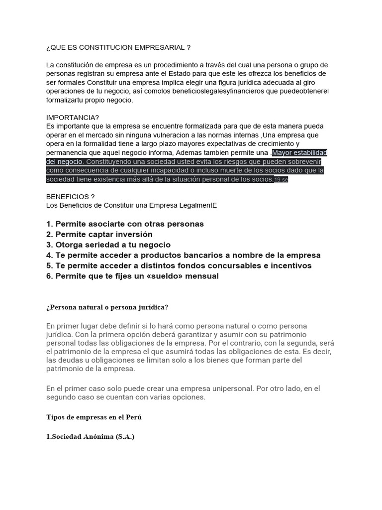 Constitucion Empresarial | PDF | Business | Negocios económicos