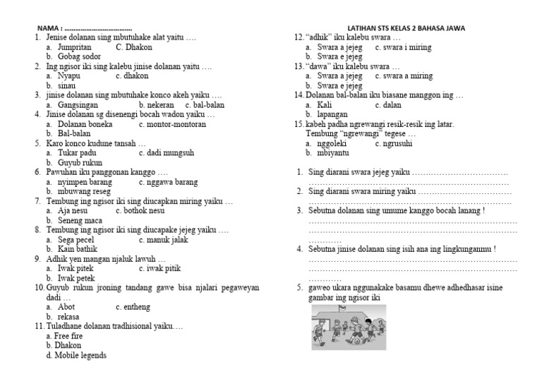 Bahasa Jawa Kelas 2 Sts 1 | PDF