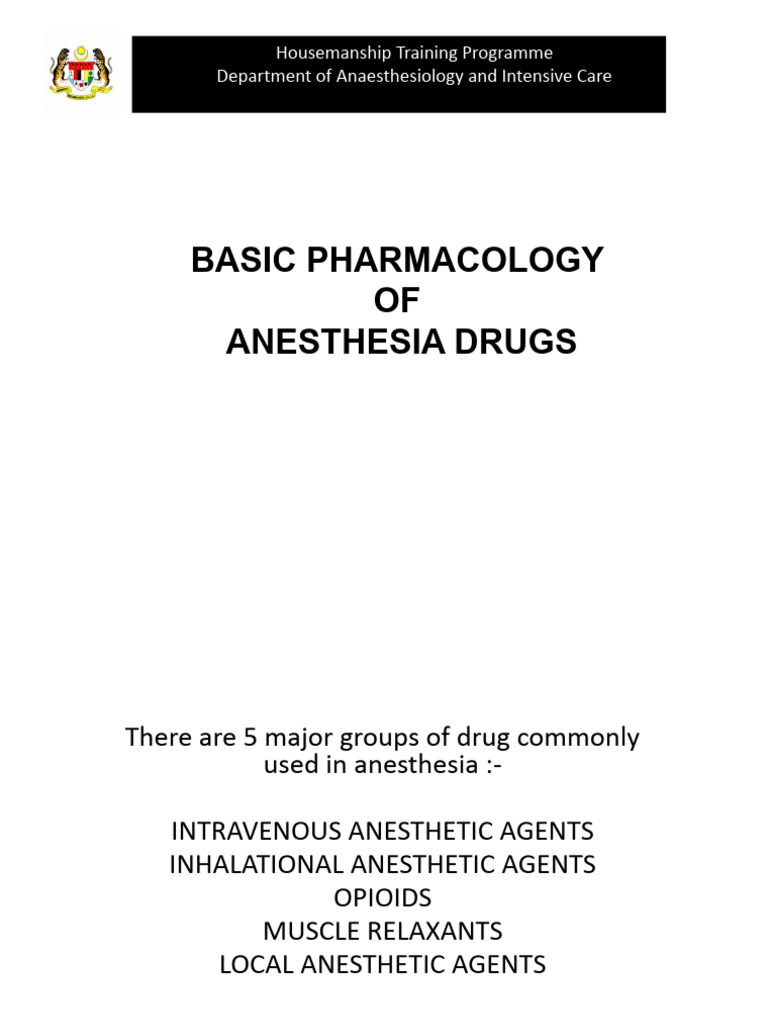 Basic Pharmacology of Anaesthesia Drugs Part I | PDF Basic Pharmacology of Anaesthesia Drugs Part I | PDF
