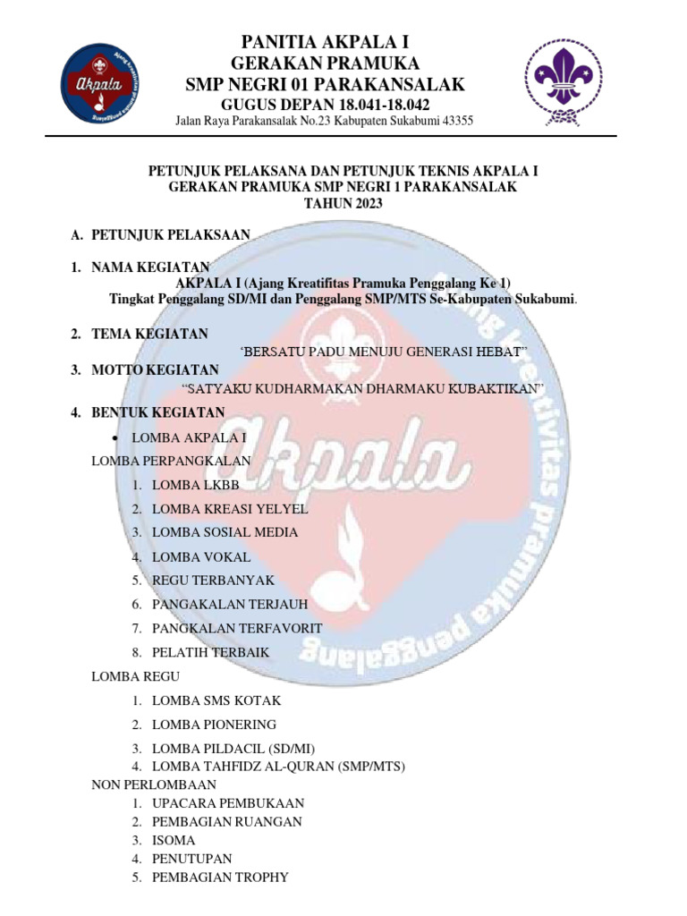 PETUNJUK PELAKSANA DAN PETUNJUK TEKNIS AKPALA 1 (1) | PDF