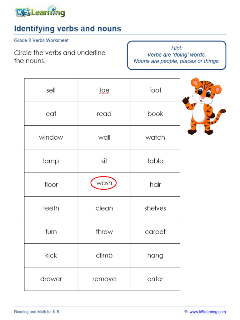 Identifying Verbs and Nouns Worksheet 2 | PDF | Language Arts & Discipline