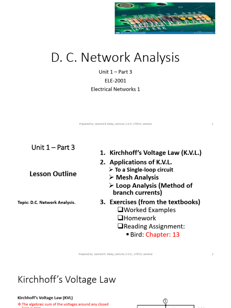 Unit 1 - Part 3 - D.C. Network Analysis | PDF | Electrical Network | Voltage