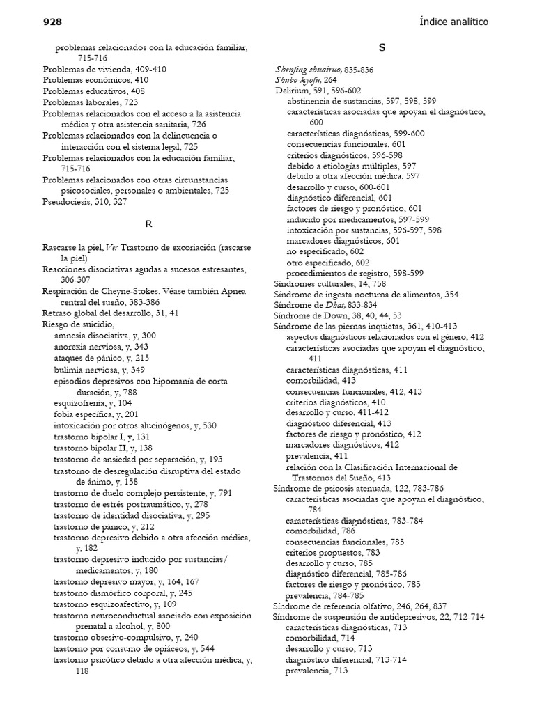 DSM 5 PANAMERICANA Indice | PDF