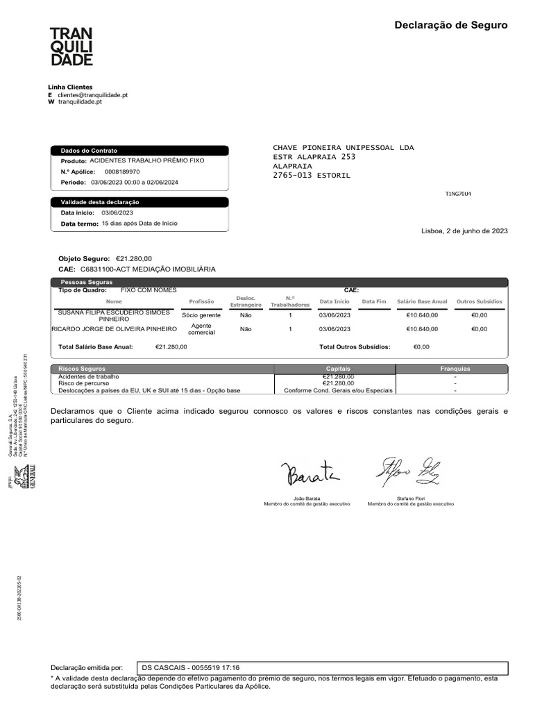 Declaracao de Seguro | PDF | Seguro | Business