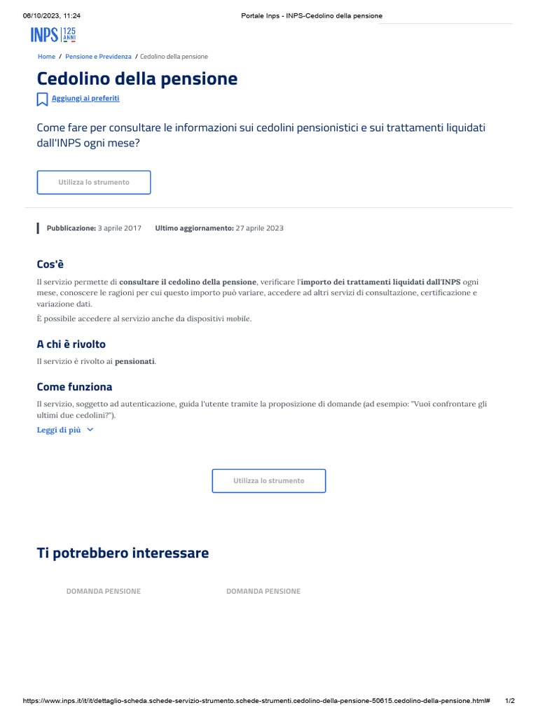 Cedolino Della Pensione | PDF