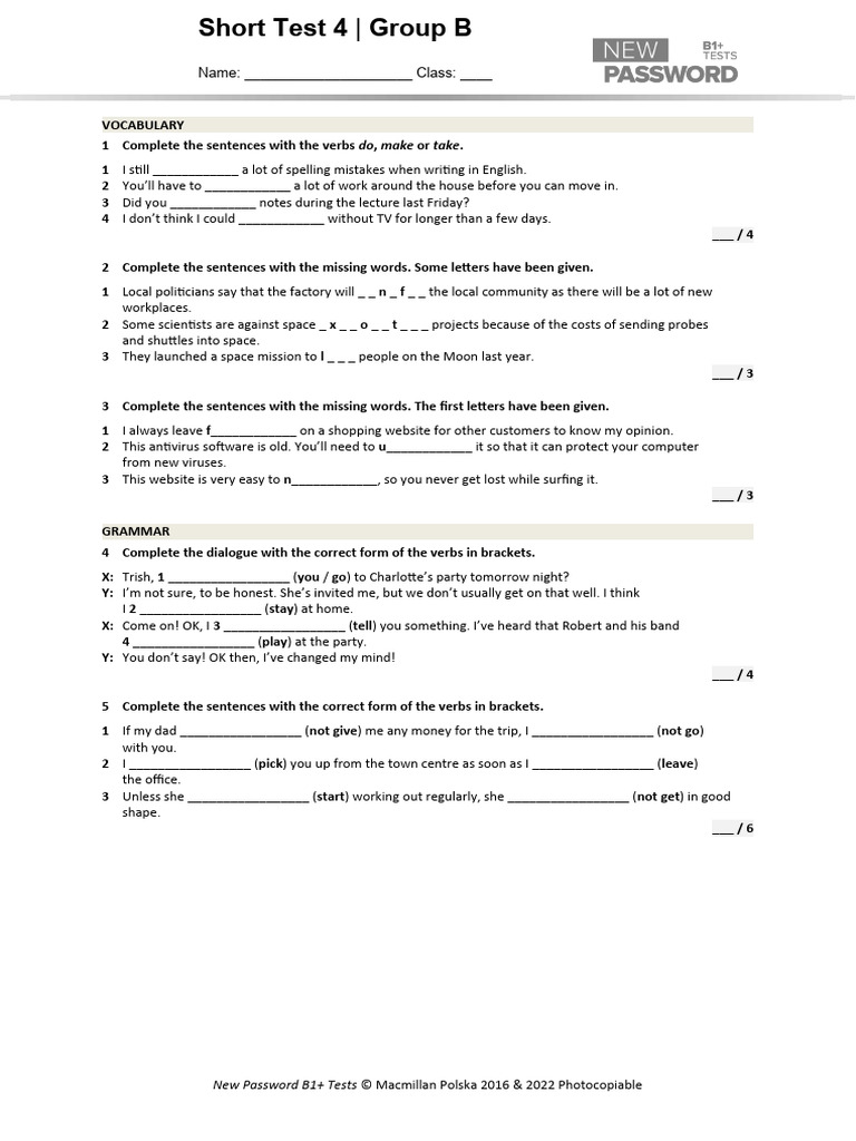 New Password B1+ ST 4B | PDF | Grammar | Human Communication