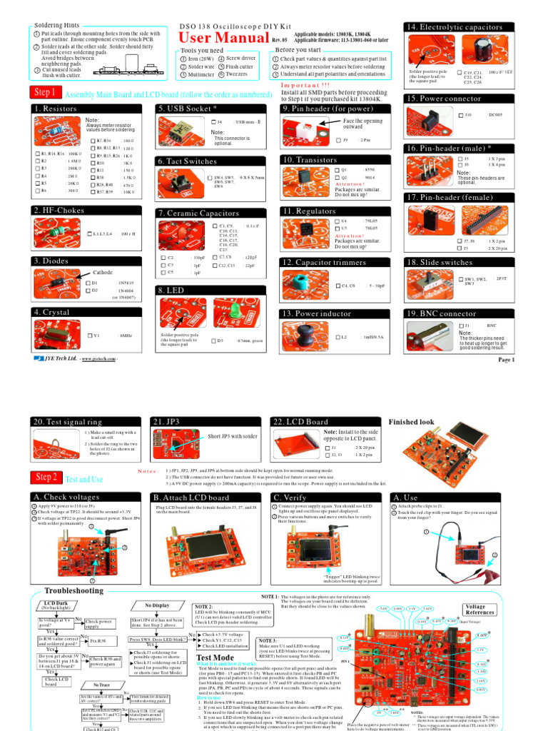 Kit Osciloscopio DIY UserManual 138 New | Download Free PDF | Electrical Engineering ...